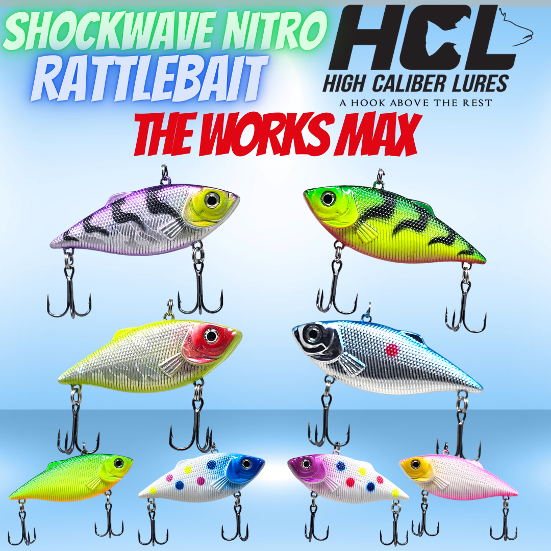 Shockwave Nitro “The Works Max” 2.5” & 3/8 oz — High Caliber Lures